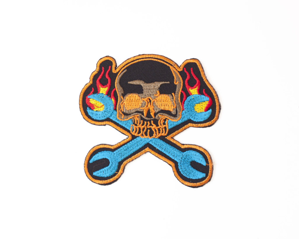 Flaming Wrenches Skull Patch - Cybershop Australia