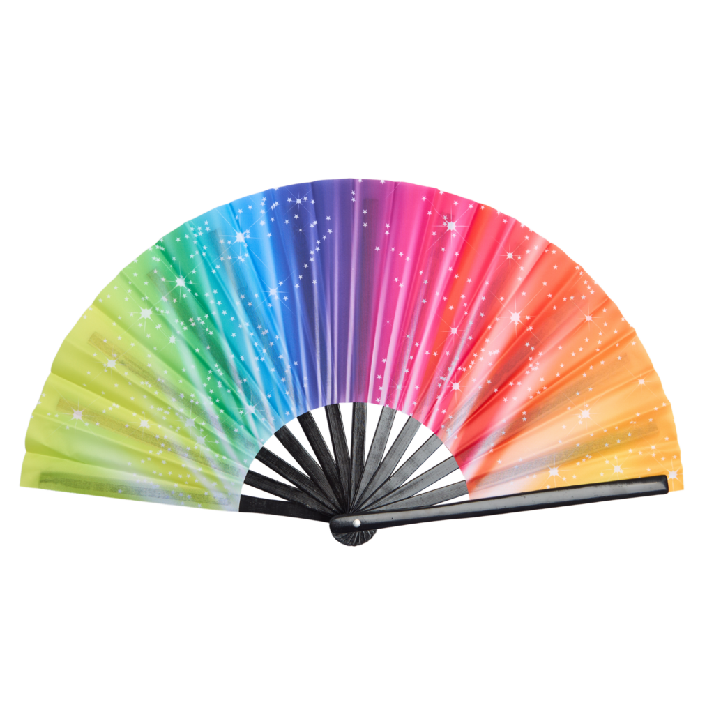 Rainbow Stars Print Hand Fan - Cybershop Australia