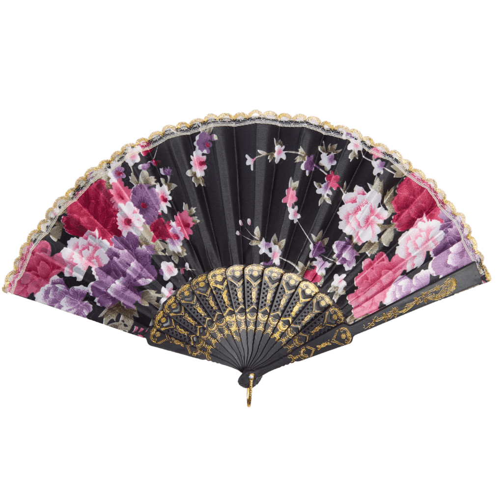 Beautiful Traditional Japanese Flower Hand Fan - Black - Cybershop ...