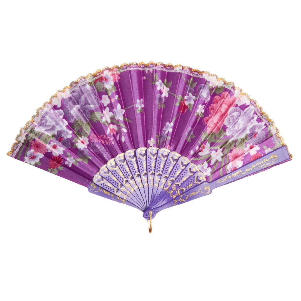 Beautiful Traditional Japanese Flower Hand Fan - Purple - Cybershop ...