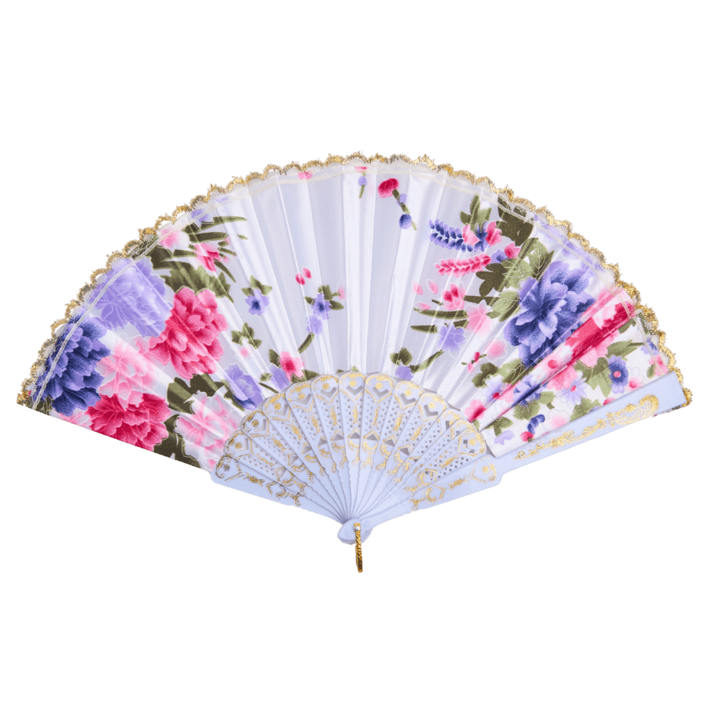 Beautiful Traditional Japanese Flower Hand Fan - White - Cybershop ...