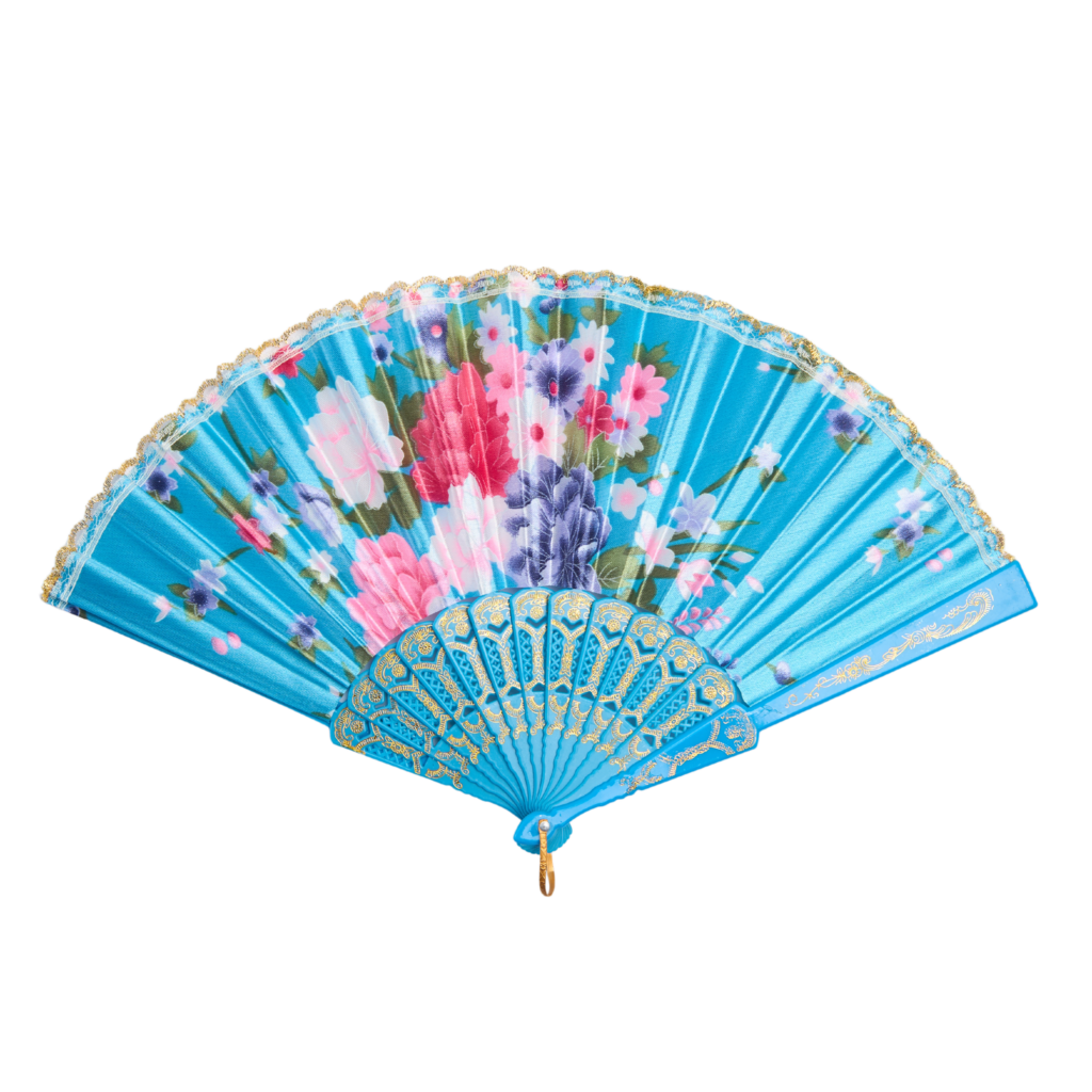 Beautiful Traditional Japanese Flower Hand Fan - Light Blue - Cybershop ...